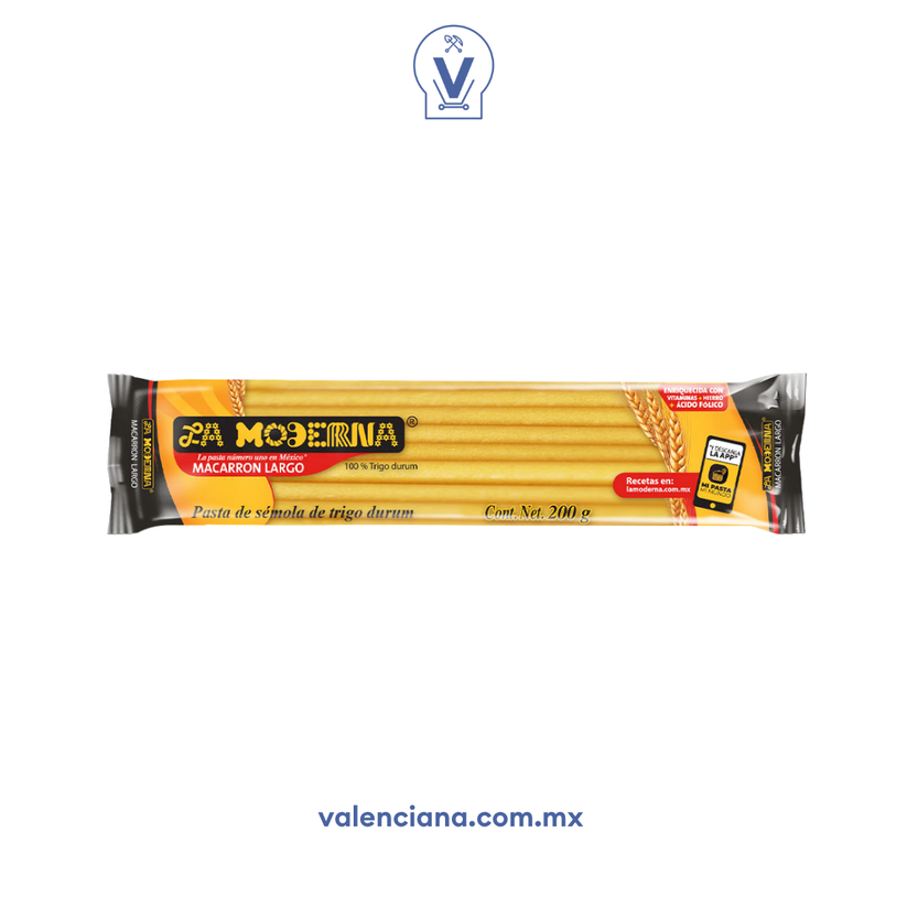 Pasta Macarrón Largo La Moderna 200 gr – LaValencianaMX